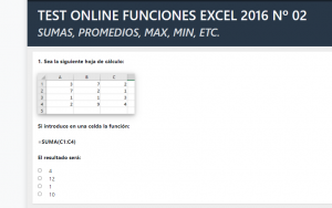 Test Online Funciones de Excel - EjerciciosMesa