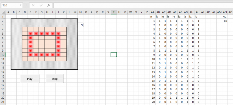 Simulación Matriz de LED en Excel - EjerciciosMesa