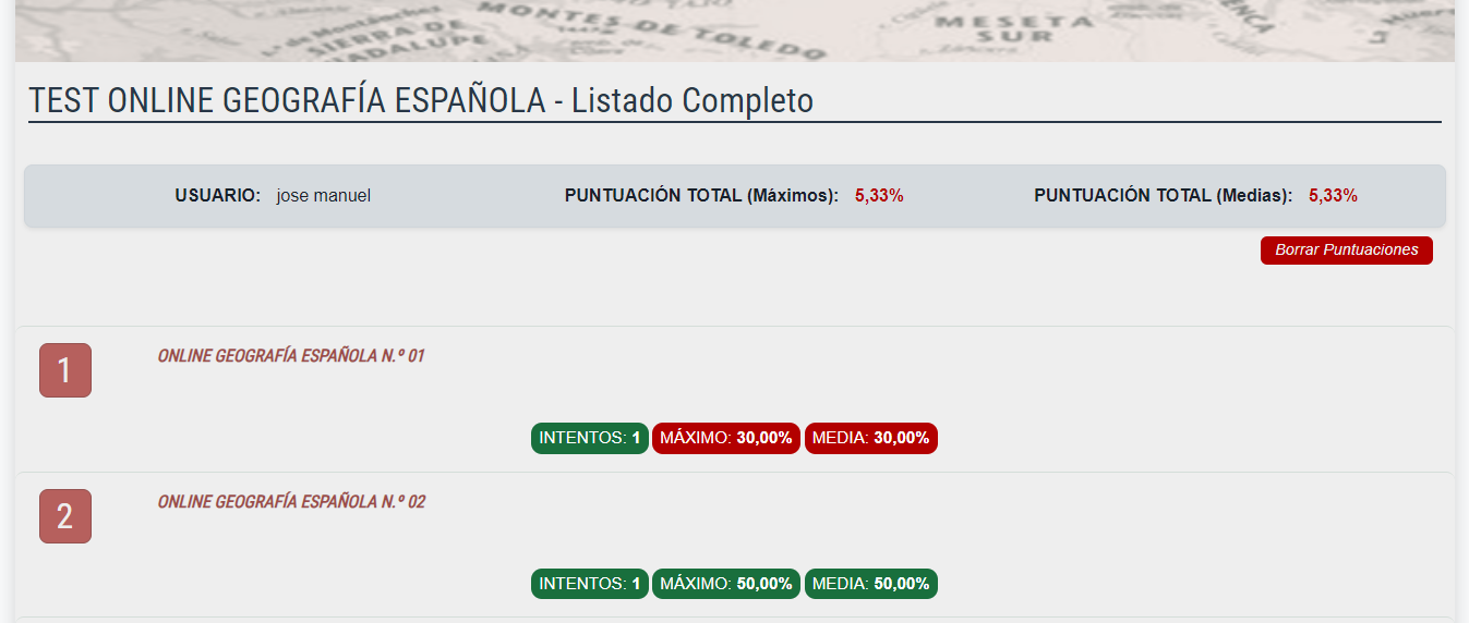 Test Online Geografía de España - EjerciciosMesa